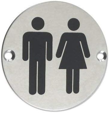 ZSS03SS Unisex Toilet Sign Sex Symbol 76mm Dia Satin Stainless Steel From The Door Handle Store