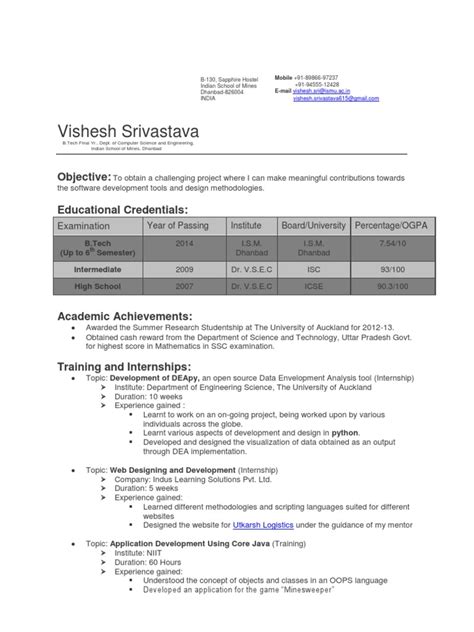 Vishesh Srivastava Resume Pdf Software Development Software