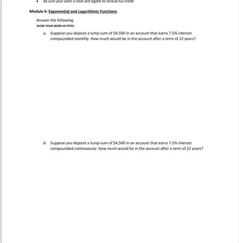 Solved Module 6 Exponential And Logarithmic Functions