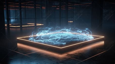 콘크리트 바닥 배경에 연기 효과가 있는 생생한 3d 렌더링 사각 네온 조명 네온 효과 배경 연기 배경 사각 배경 이미지 Hd 네온 효과 연기 사각 배경 사진 무료