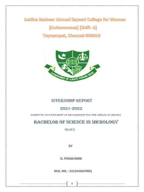 Internship Report Dpooja Rani Pdf Colony Forming Unit