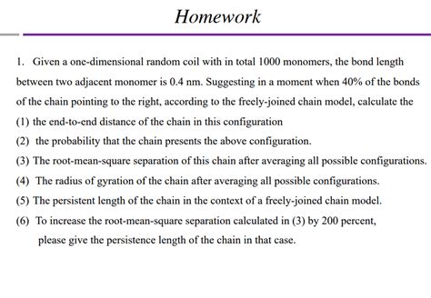 Solved 1 Given A One Dimensional Random Coil With In Total