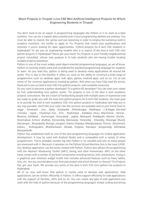 Ppt Btech Projects In Tirupati Live Cse Mini Artificial Intelligence Projects For Btech