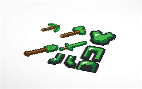 3d Design Emerald Minecraft Tools Tinkercad