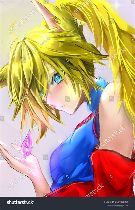 Draw Illustration Anime Fox Girl Yellow Stock Illustration 2534808299 Shutterstock