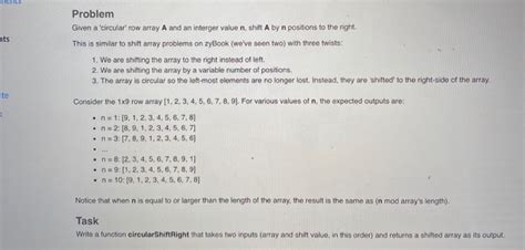 Solved Nts Problem Given A Circular Row Array A And An Chegg