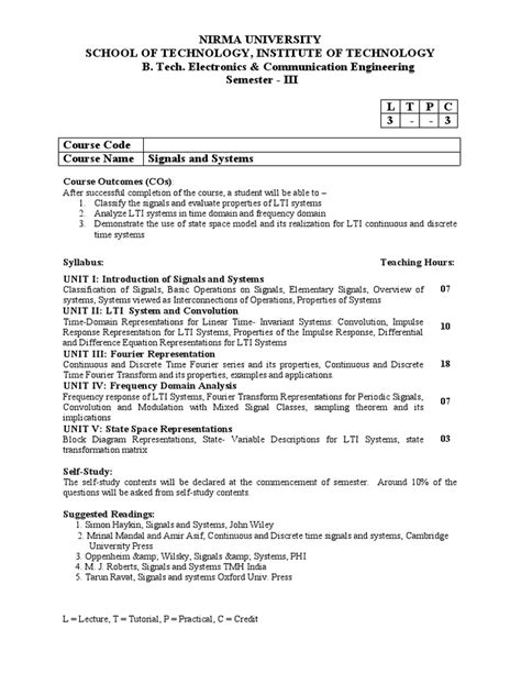 Signal System 1 Pdf Convolution Fourier Transform