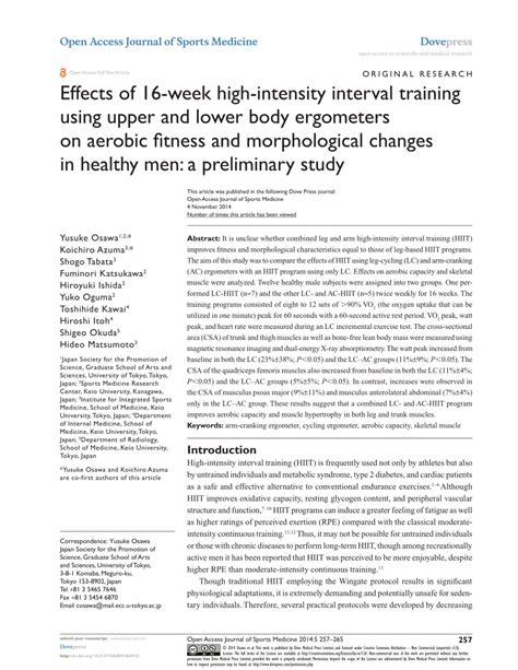 Pdf Effects Of 16 Week High Intensity Interval Training Using Upper And Lower Body Ergometers