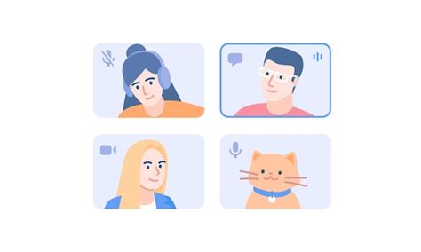 화상 회의 평면 그림 프리미엄 벡터