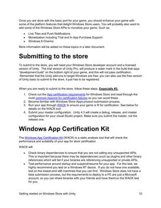 Getting Started Windows Store Unity Pdf