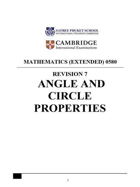 7 Revision Paper Angle Properties Cie Math Igcse Extended 0850 Pdf Circle Triangle