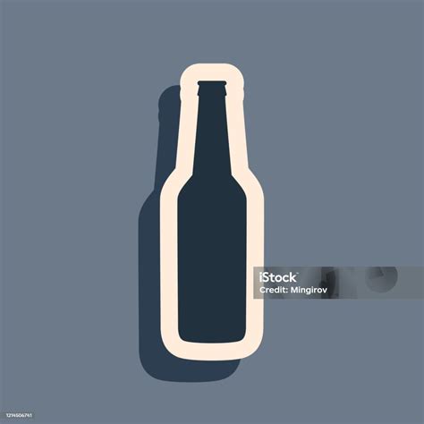 회색 배경에 격리 된 검은 맥주 병 아이콘입니다 긴 그림자 스타일입니다 벡터 일러스트레이션 0명에 대한 스톡 벡터 아트 및 기타 이미지 Istock