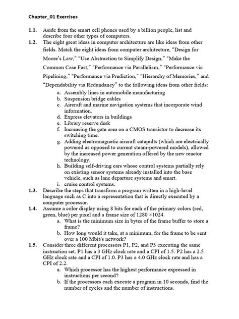 Chapter01exercices Download Free Pdf Central Processing Unit Computer Architecture