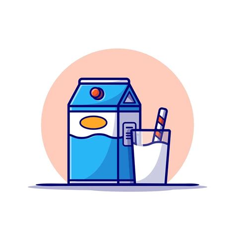 Milk Milk Box And Glass Cartoon Vector Icon Illustration Food And