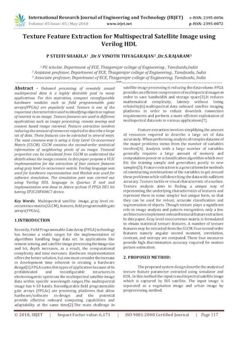 Pdf Texture Feature Extraction For Multispectral Satellite Image Using · 2018 5 9