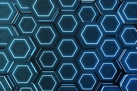 미래 표면 육각 패턴 광선 3d와 6 각형 벌집의 추상 블루 렌더링 0명에 대한 스톡 사진 및 기타 이미지 0명 강철 건설 산업 Istock