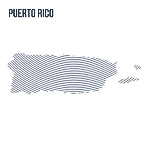 Vector Abstract Hatched Map Of Puerto Rico With Curve Lines Isolated On A White Background