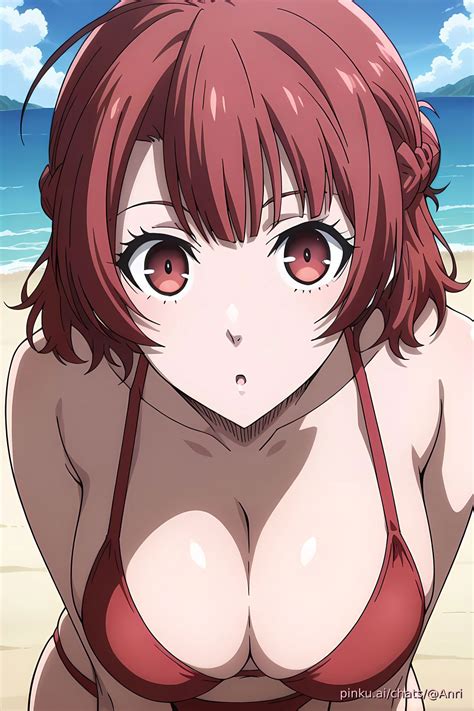 Rule 34 Ai Generated Beach Bikini Blue Lock Red Bikini Red Eyes Red