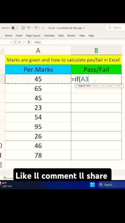 make are given and how to calculate pass fail in excel virlshort