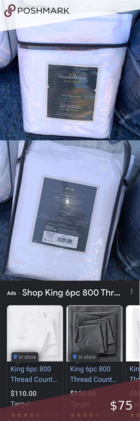 💯🔥king 6pc 800 Thread Count Solid Sheet Set White Threshold Signature🔥