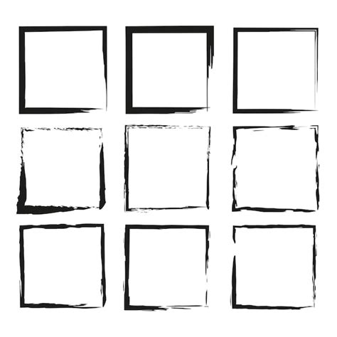 Premium Vector Grunge Square Frames Vector Black Rough Edges Abstract Brush Stroke Design