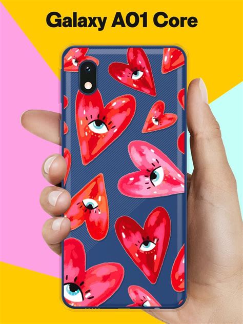 Силиконовый чехол Сердца на Samsung Galaxy A01 Core / для Самсунг ...