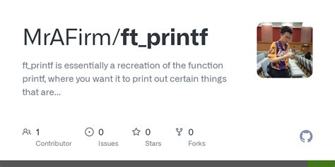github mrafirm ft printf ft printf is essentially a recreation of the function printf where