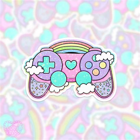 Gamer Girl Stickers Holographic Controller Kawaii Aesthetic Cozy Gaming Girl Stickers