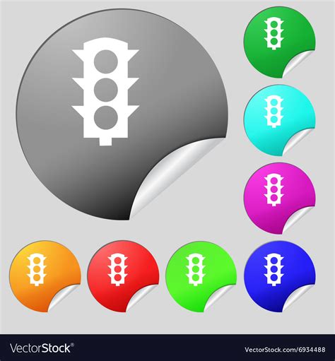 Traffic Light Signal Icon Sign Set Of Eight Multi Vector Image