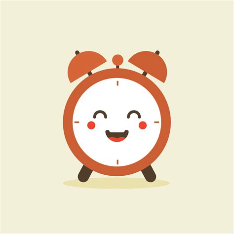 Cute And Kawaii Character Of Alarm Clock Cute Smiling Happy Alarm Time Clock Vector Flat