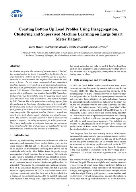 Pdf Creating Bottom Up Load Profiles Using Disaggregation Clustering