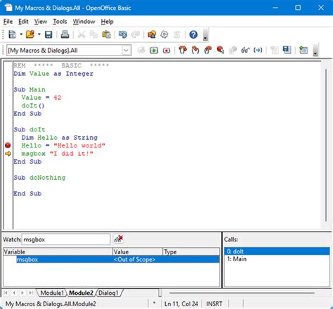 Basic Source Editor And Debugger Apache Openoffice Wiki