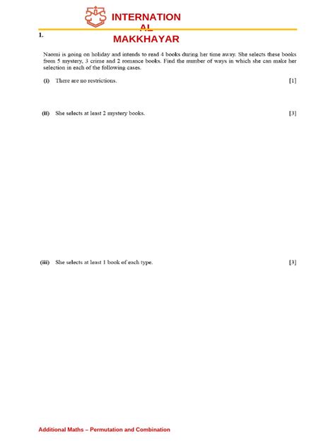 Permutation And Combination Topic Questions Pdf