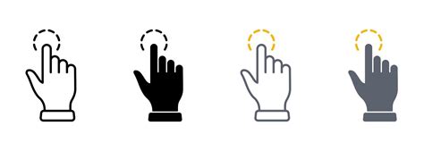 Touch Gesture Of Computer Mouse Line And Silhouette Color Icon Set Pointer Finger Pictogram