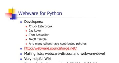 Apprendre à Utiliser Le Framework Webware Pour Python Cours Framework