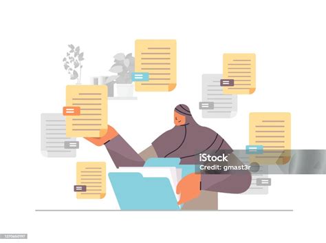 아랍 여성 분류 문서 여성 비서 조직 폴더 파일 관리 서류 문서 아카이브 개념 개념에 대한 스톡 벡터 아트 및 기타 이미지 개념 검색 경영자 Istock