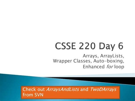 pdf check out arraysandlists and twodarrays from svn · arrays