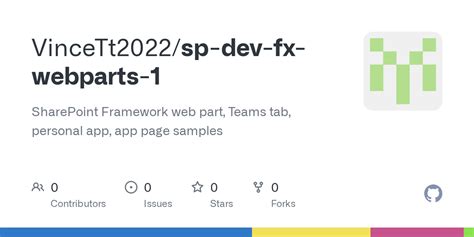 Github Vincett2022sp Dev Fx Webparts 1 Sharepoint Framework Web Part Teams Tab Personal