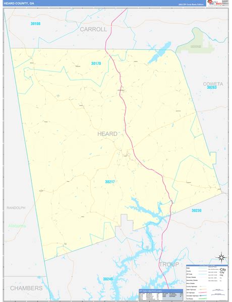 Heard County Ga Zip Code Wall Map Basic Style By Marketmaps Mapsales