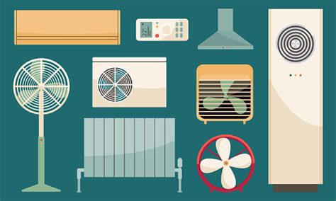 난방 환기 및 에어컨 인공 호흡기 장비의 벡터 일러스트레이션 공기 팬 시스템의 고립 된 만화 세트 개체 그룹에 대한 스톡 벡터 아트 및 기타 이미지 Istock