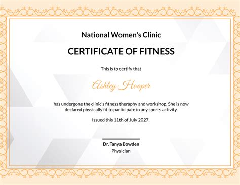 Free Fitness Certificate Templates Totally Free Printables