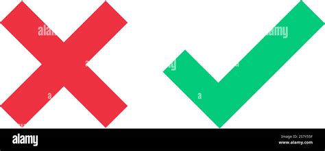 Green Check Mark Red Cross X Mark Icon Set Flat Right And Wrong Vector Sign Concept Correct