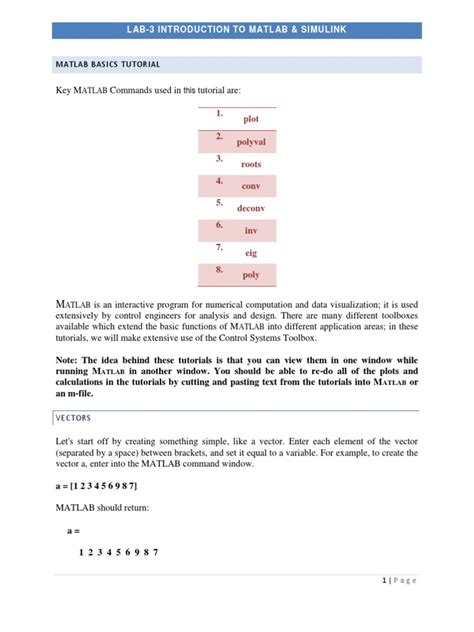 Lab 4 Matlabandsimulink Training Pdf Matrix Mathematics Matlab