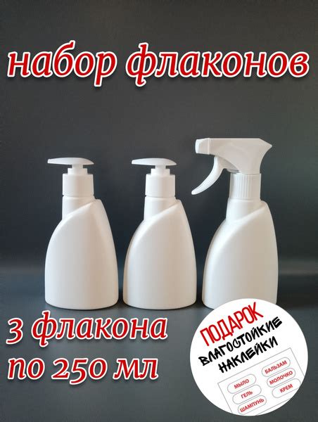Набор дорожных пустых косметических флаконов бутылочек для путешествий F250f 3 2p1t по 250 мл