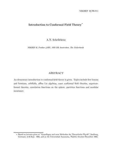 Pdf Introduction To Conformal Field Theory