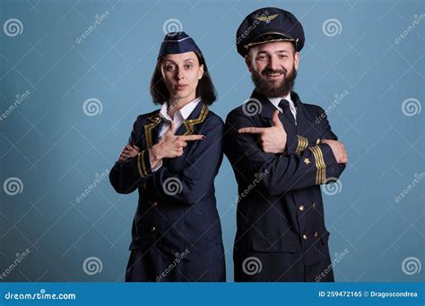 Portrait Of Airplane Capitan And Flight Attendant Stock Image Image