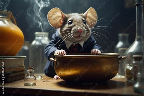 Fantasy Image Of A Mouse Babe In A Babe Uniform Looking Shocked As It Peers Into A