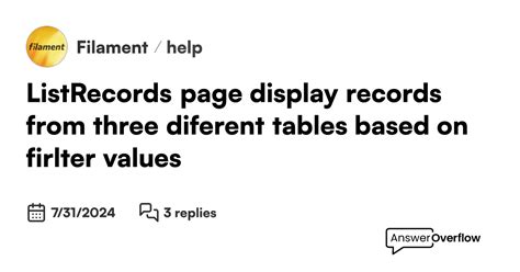Listrecords Page Display Records From Three Diferent Tables Based On Firlter Values Filament