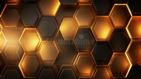 Mesmerizing Hexagon Pattern Abstract Background With Glowing Lights For Depth Perception Stock