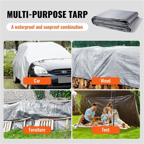 Vevor Tarp Waterproof 20x30 Ft Plastic Poly Tarp Cover 10 Mil Multi
